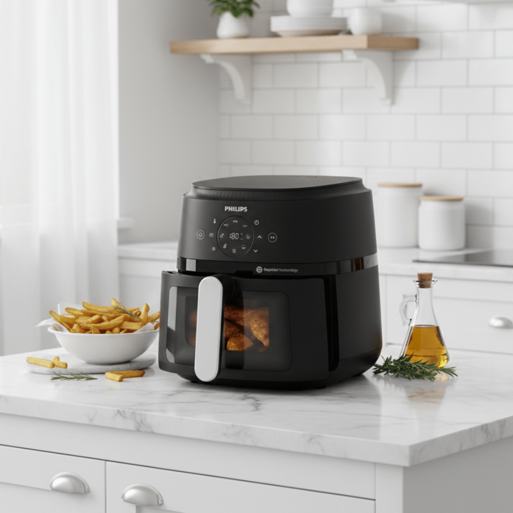 【Philips 飛利浦】星樂視透視海星氣炸鍋 (4.2L/黑色) NA221