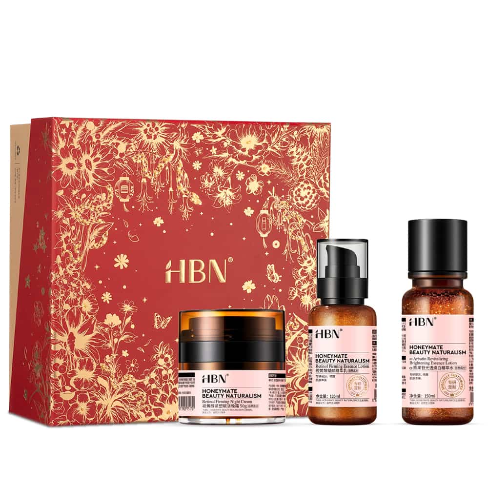 HBN 早C晚A水乳晚霜禮盒組 (特證版發光水+雙A乳+雙A晚霜)