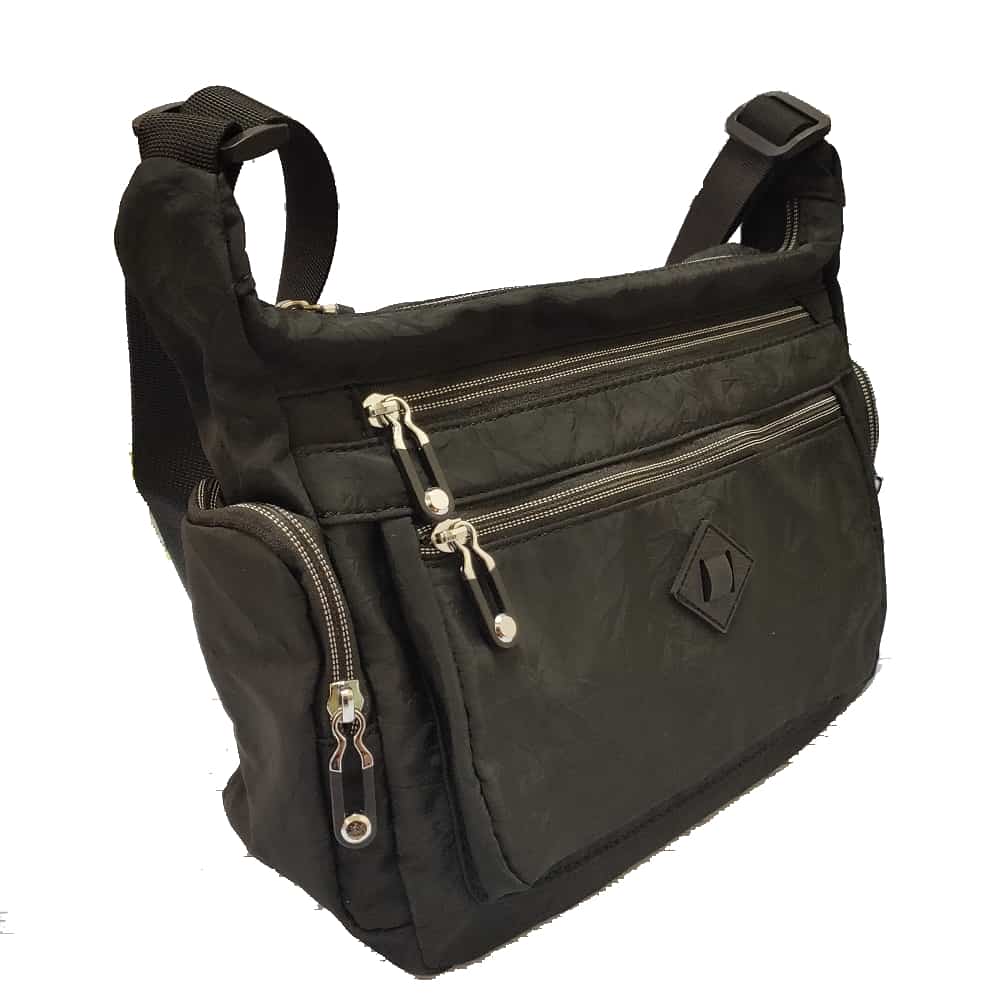 【Misstery】側背包防潑水斜背包側背包-黑01581BK