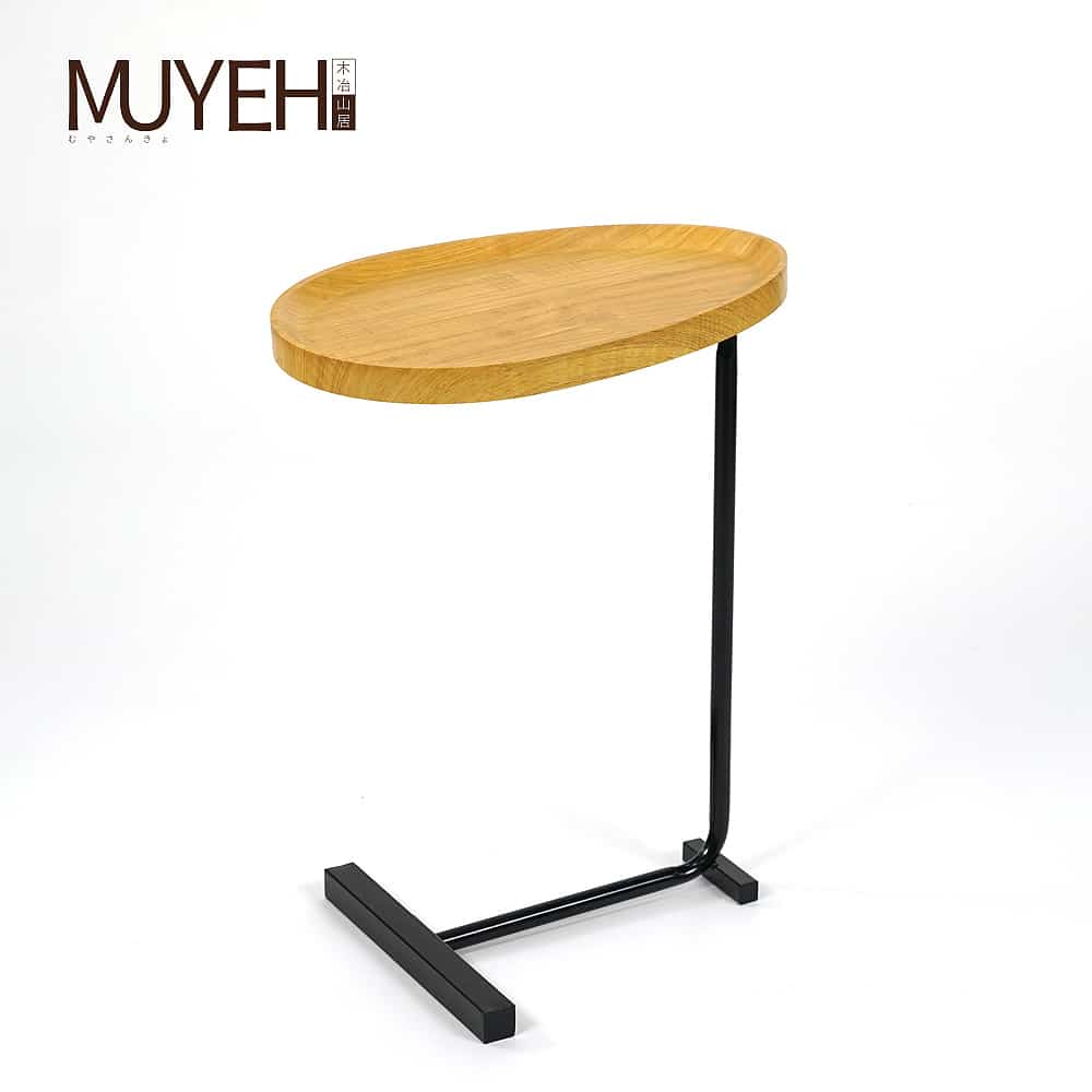 【FL生活+】木冶山居水滴ㄈ型茶几/邊几-高70公分(WO-019)限宅配