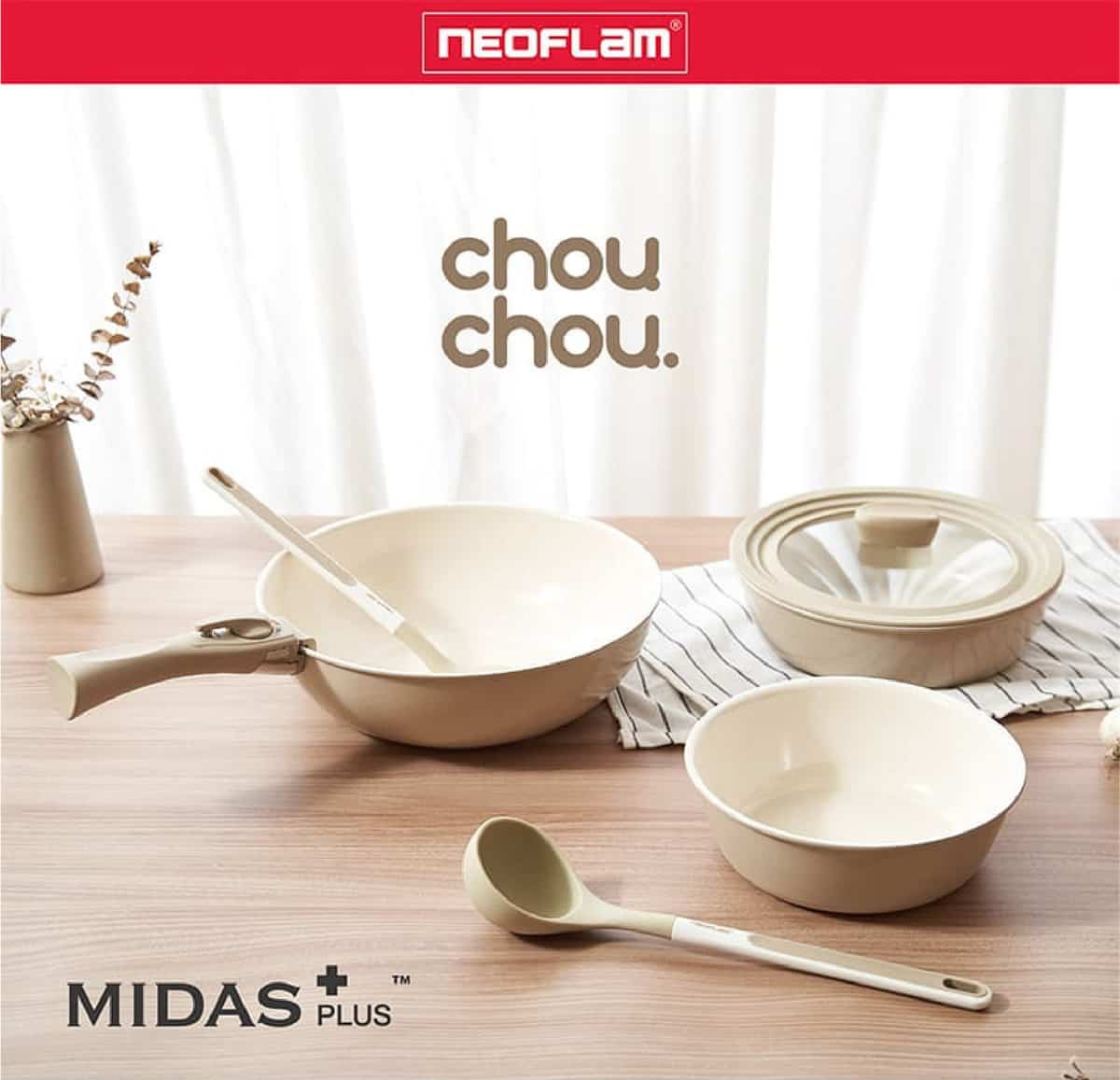 【NEOFLAM】Midas Plus 陶瓷塗層鍋5件組-CHOUCHOU